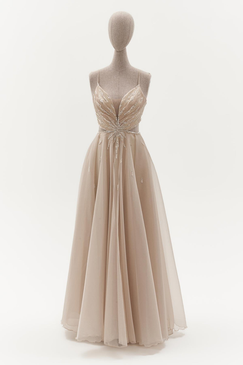 Ömür Inn Beaded Embroidered Windowed Long Evening Dress - Eser Giyim